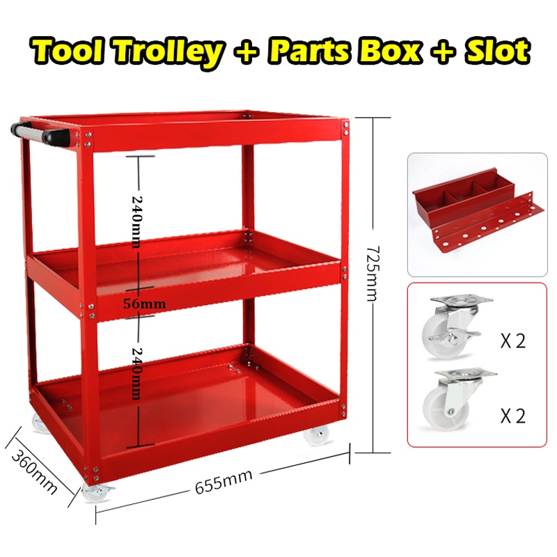 3 Leyer Tool Cart Trolley Heavy Duty Mechanical Workshop Tool Trolley ...