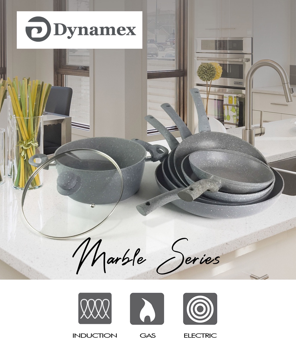 Dynamex Marble Non-stick Coating Soft Touch Handles Induction Frying ...