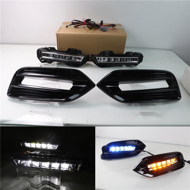 2 Pcs LED DRL Daytime Running Light Fog Lamp Yellow Turn Signal For Honda HRV 2018 2019 2020 ...