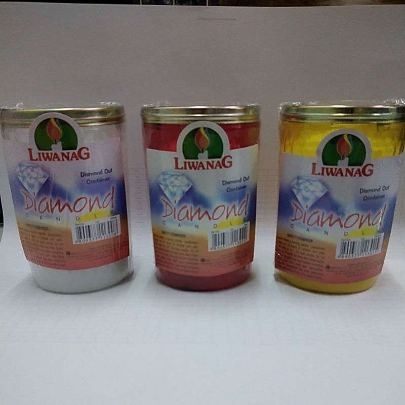Liwanag Diamond Candle S#193 4inches x 2.5inches white candle inside ...