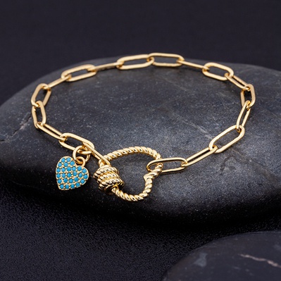 Exquisite Love Heart Bracelets For Women Men Copper Cubic Zirconia ...