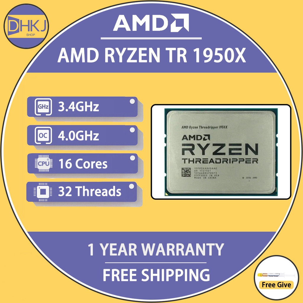 USED AMD Ryzen Threadripper 1950X 3.4 GHz 16-Core 32-Thread CPU ...