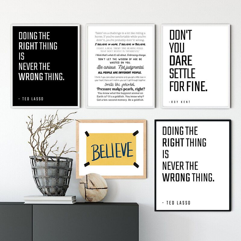 Ted Lasso Quote Wall Art Canvas Paitning Yellow Believe Sign Prints ...