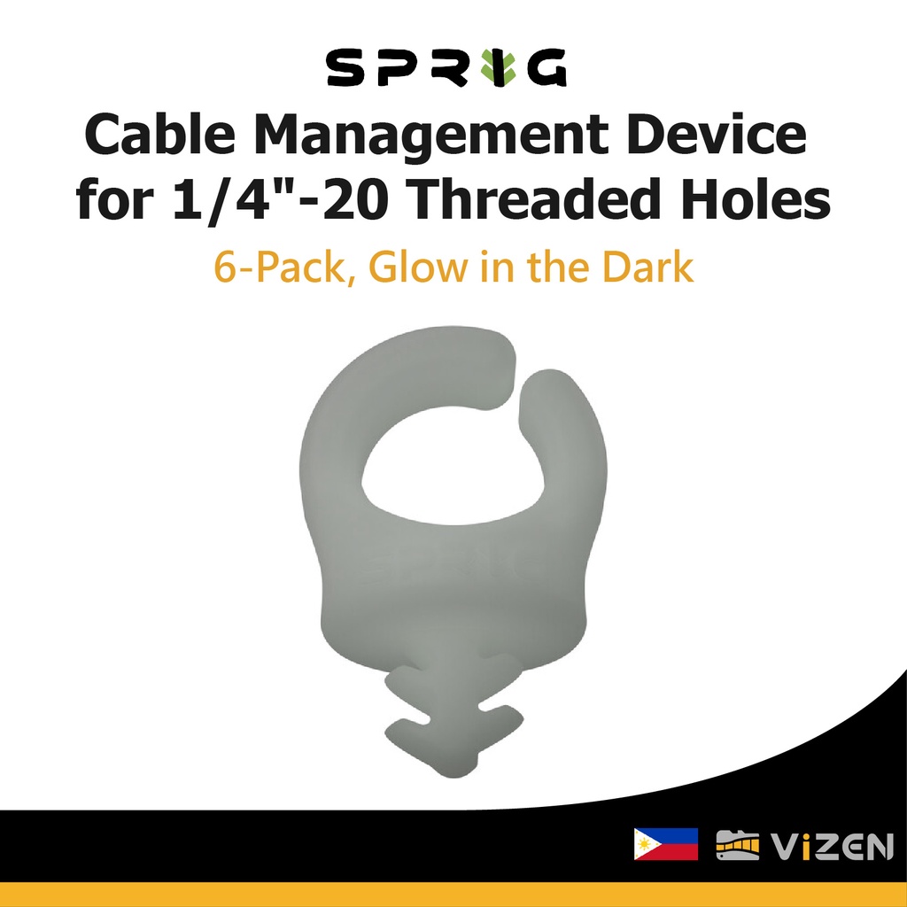 Sprig Cable Management Device for 1/4"-20 Threaded Holes (6-Pack, Glow ...