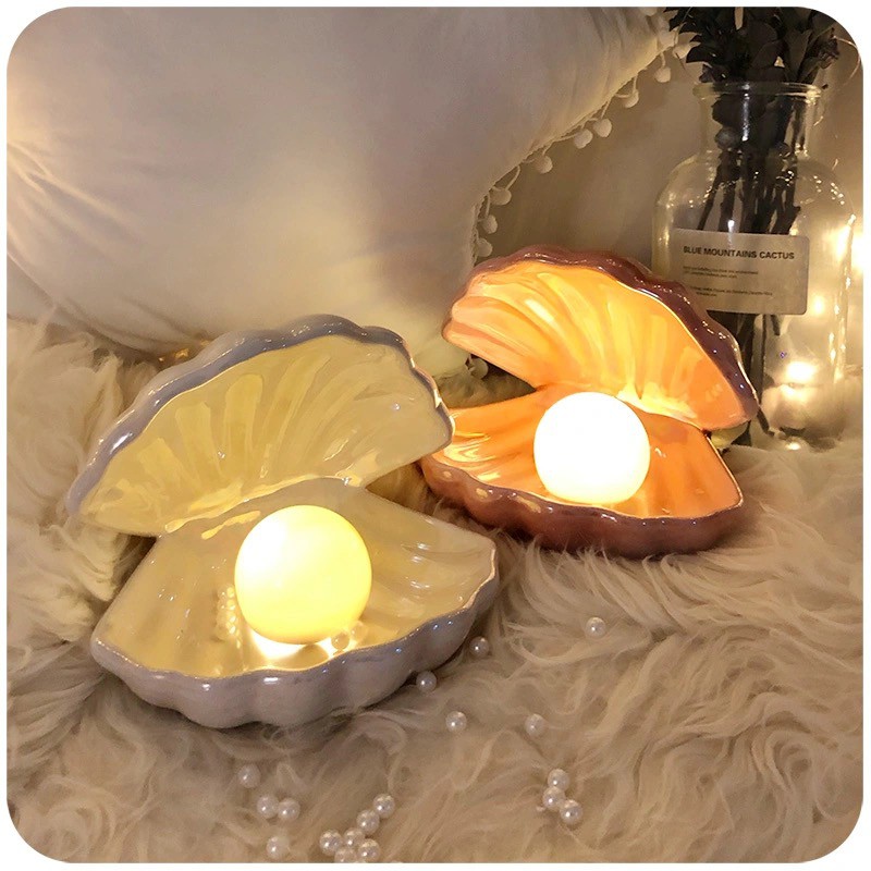 New Metallic Ceramic Clam Light Ceramic Shell Lamp with Peral finish ...