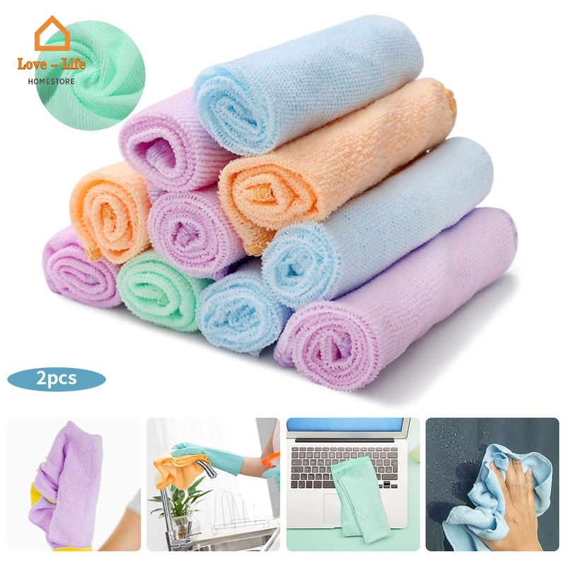 2 Pcs Random Color Microfiber Small Square Towel/ Multipurpose Room ...