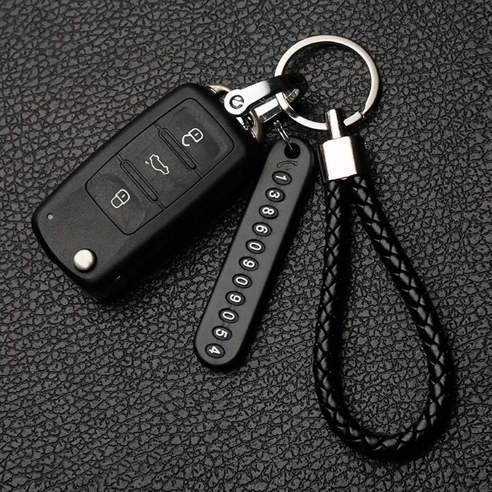 Anti-lost Phone Number Plate Car Motorcycle Keychain Pendant Keyring ...