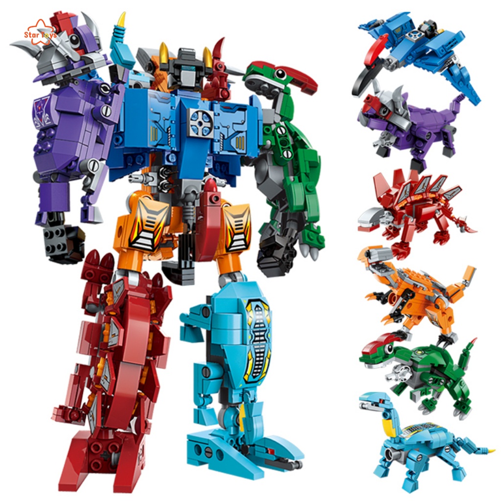 6 in 1 Building Blocks Transformers Toys Dinosaur Toy Robot Toy Lego ...
