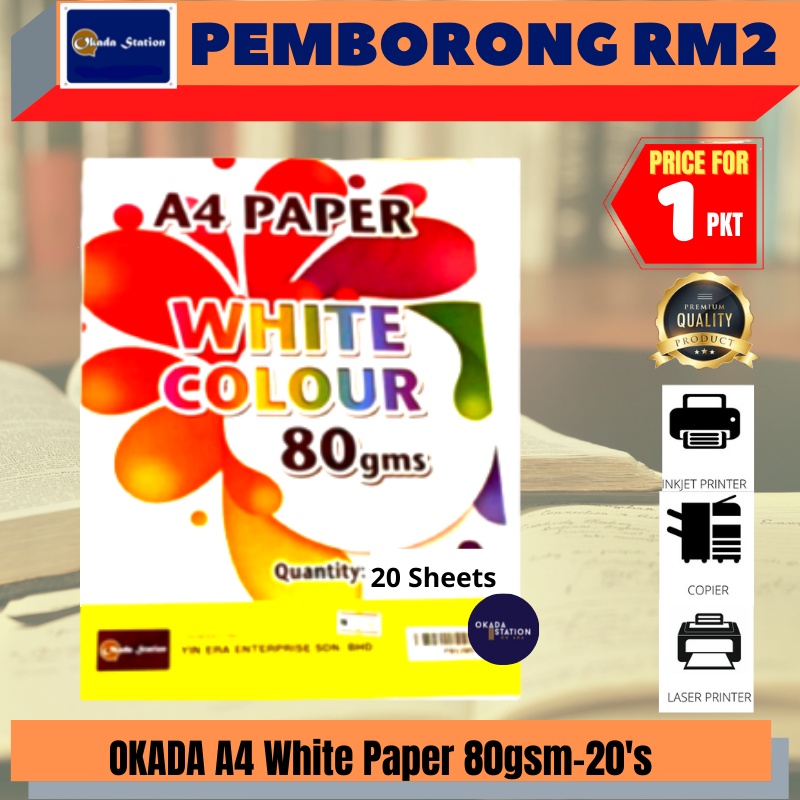 (RM2) Okada A4 Paper 80gsm - (20's)/A4 Paper/Copier Paper/A4 Paper ...