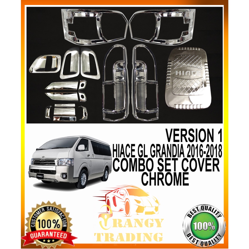 Toyota Hiace GL Grandia 2016 to 2018 Garnish Combo set cover chrome V1 ...