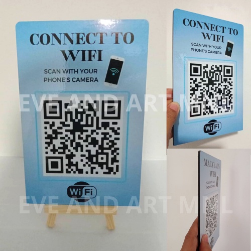 Wifi Qr Code on Sintra Board Customize Flat / with wood Stand | Shopee ...