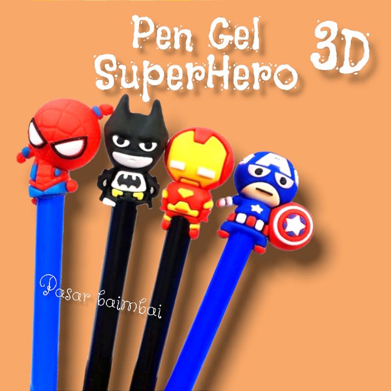 Superhero GEL Pen 3D Pen Civilhero Character BATMAN SPIDERMAN IRONMAN ...