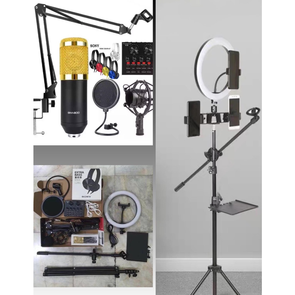 100% Original Lucky BM-800 Mic Condenser Set With Ringlight and V8 Tray ...