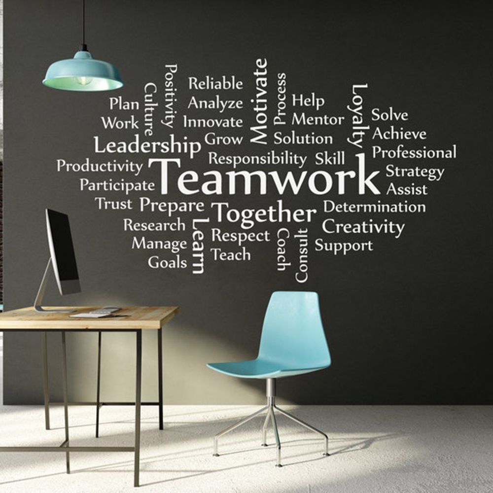 Teamwork Workplace Word Cluster Cloud Wall Sticker Office Success Team ...