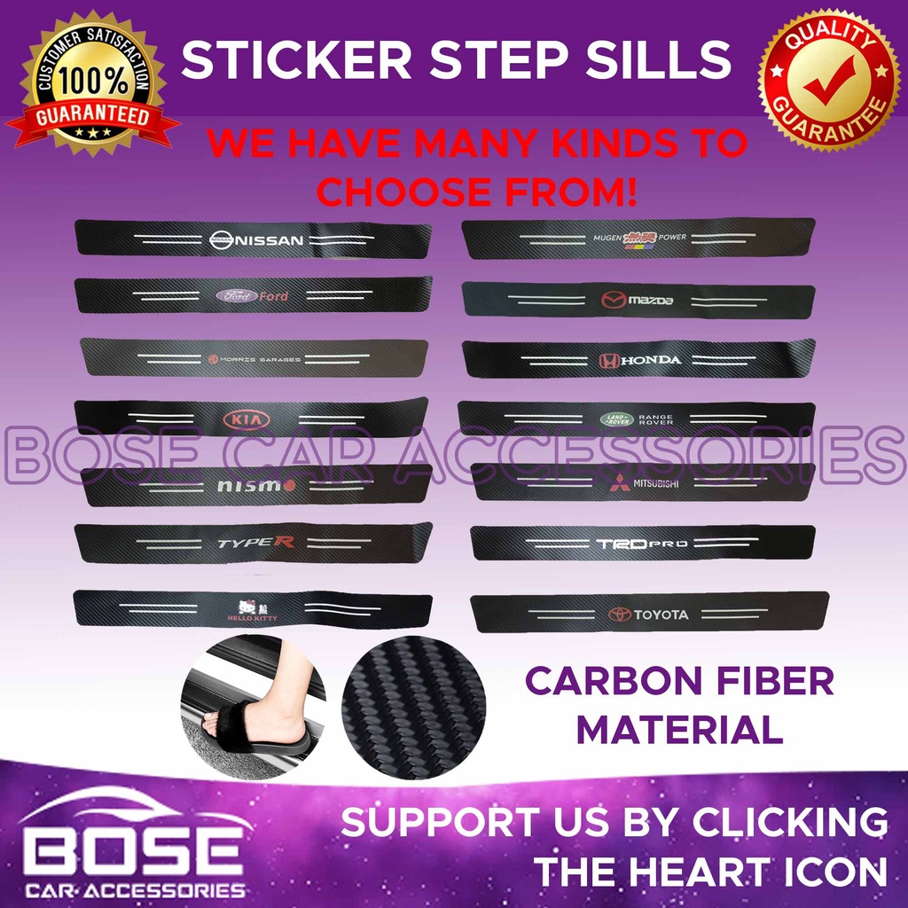 Sticker Side Stepsill Black Carbon Fiber 4pcs set Car Protector Anti ...