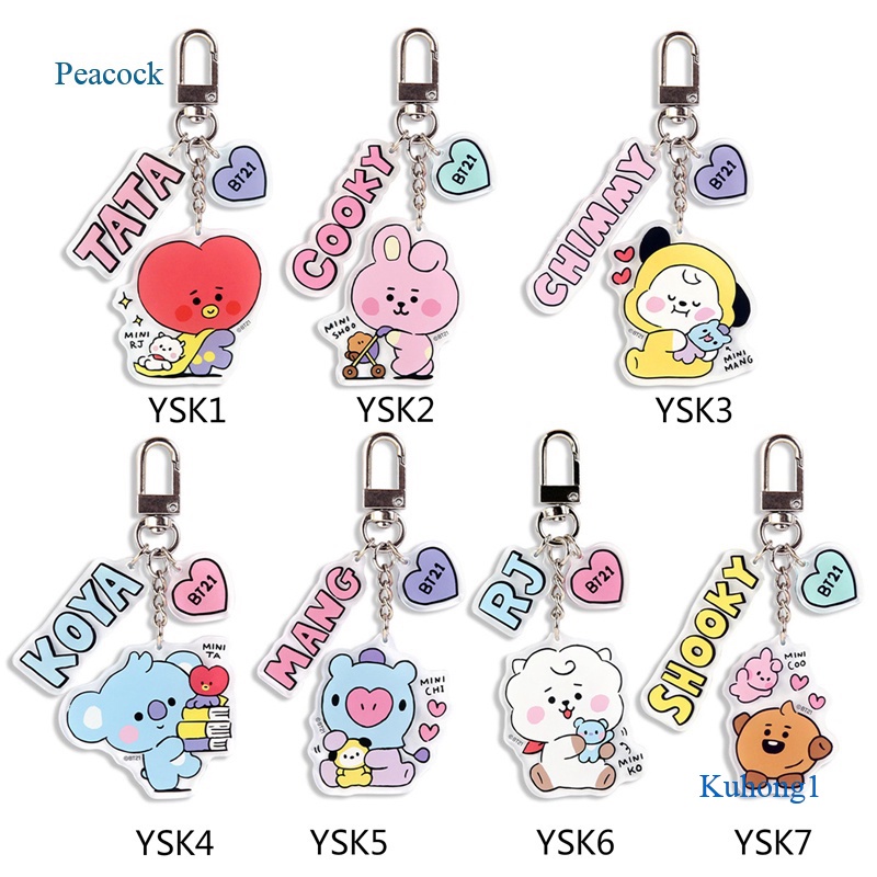 XTE BT21 Keychain Koya RJ Shooky Mang Chimmy Tata Cooky Keychain Kpop ...