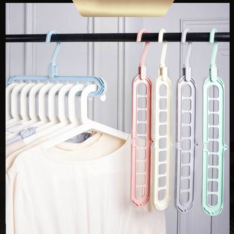 WXD Magic Multi-Functional Space Saving Folding Clothes Hanger w/ Nine ...