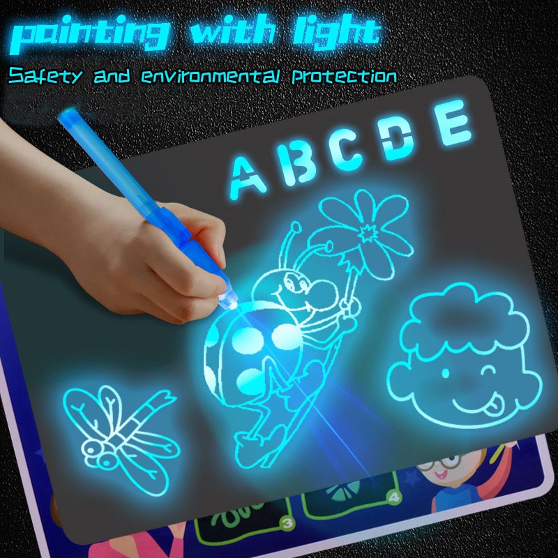 Draw With Light Fun Fluorescent painting board children's glowing magic ...
