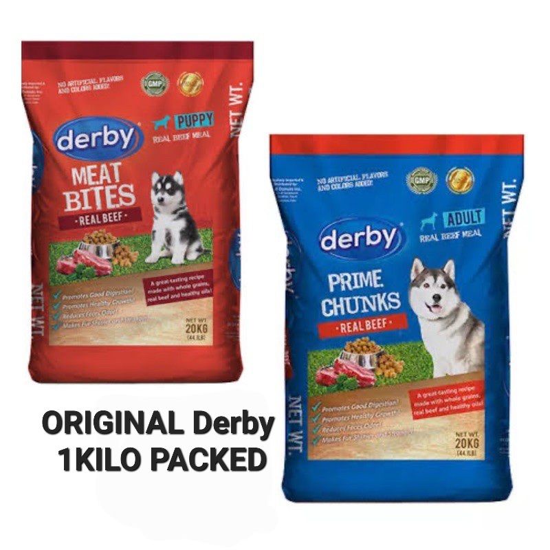 DERBY Prime Chunks Adult and Puppy BEEF Dog Food - 1kg - original pack ...