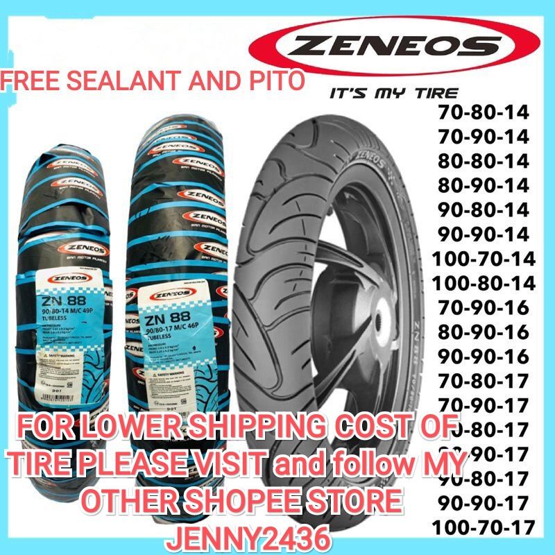 Zeneos ZN88 TUBELESS TIRE FREE TIRE SEALANT AND PITO 17 and 14 rim ...