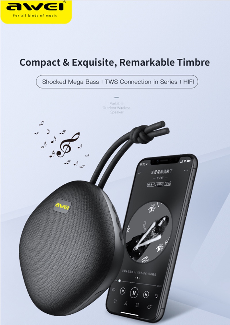 Awei Y336 Tws Ipx7 Waterproof Bluetooth Mini Wireless Speaker | Shopee ...
