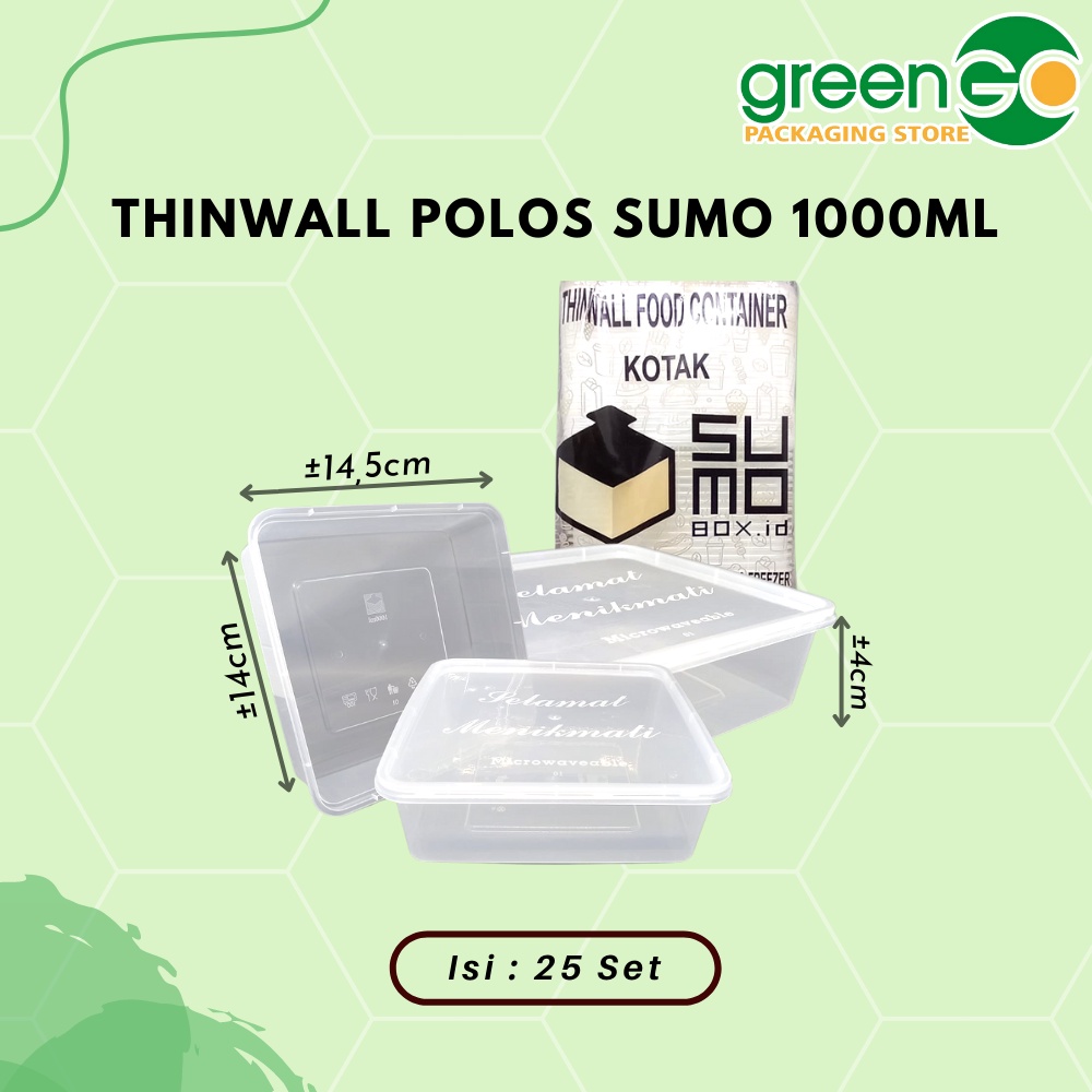 Thinwall Square 1000ML SUMO 25 Sets Transparent THINWALL SUMO BOX ...