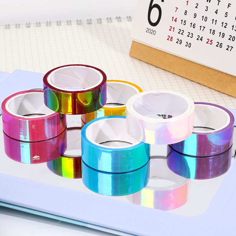 1PC Colorful Laser Masking Tape Scrapbook Decor Waterproof Masking Tape ...