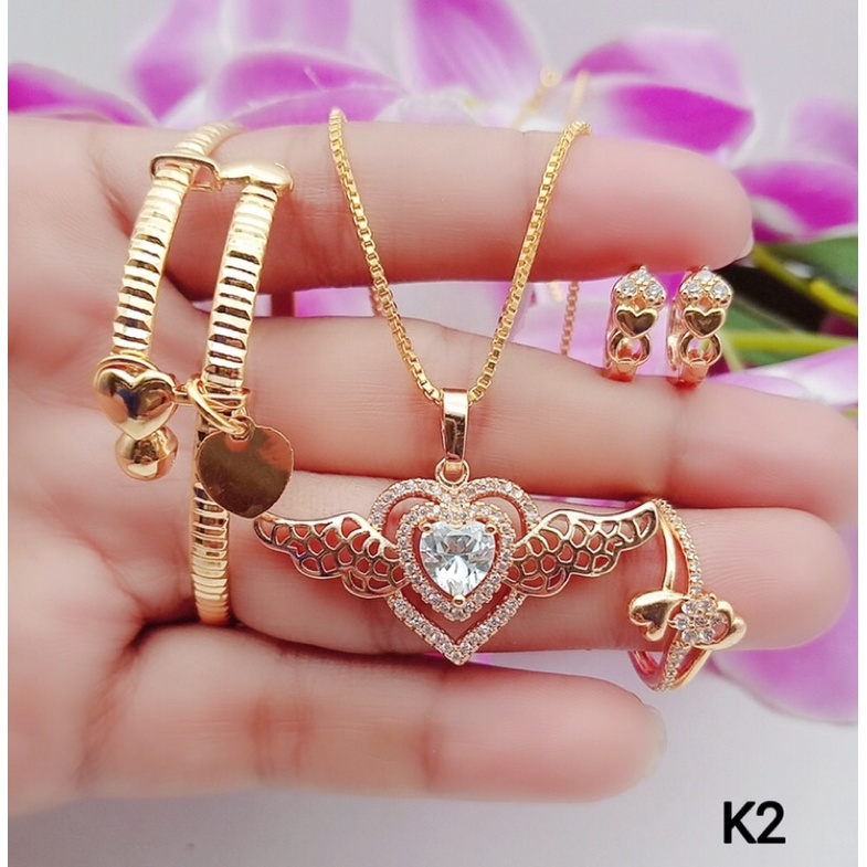 Star+ imported swaloski gem gold plated women's jewelry Set | Shopee ...