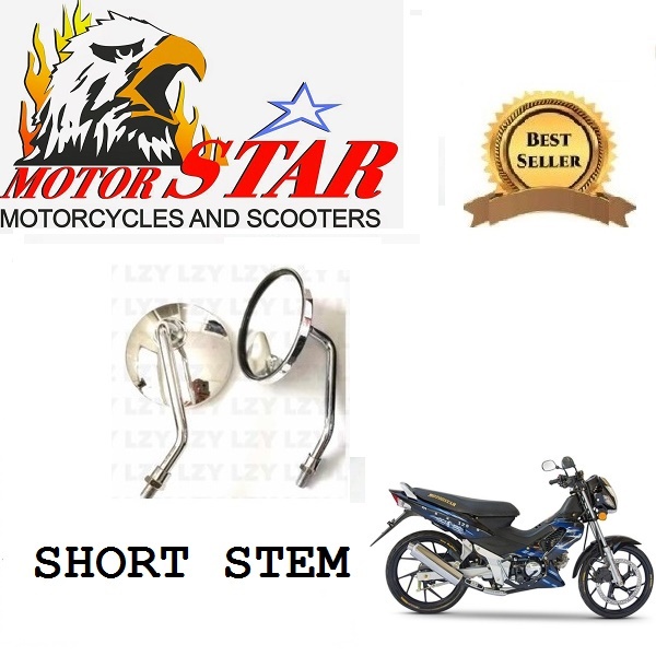 MOTORSTAR AL MODEL FIT SIDE MIRROR Motorcycle classic type SHORT STEM ...