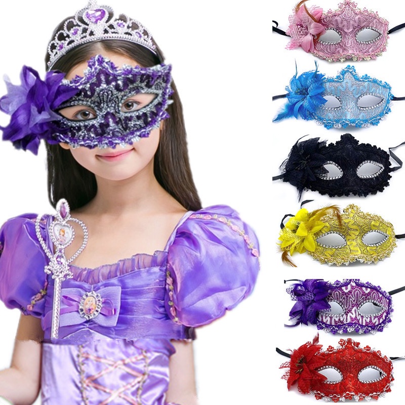 Fashion Girls Sofia Princess Flower Mask Masquerade Prop Party Dress Up ...