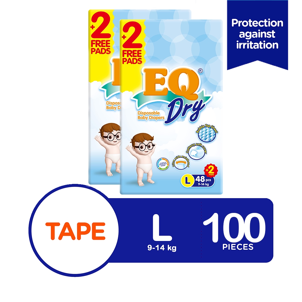 EQ Dry Jumbo Pack Large 50's x 2 packs (100 pcs) - Tape Baby Diapers ...