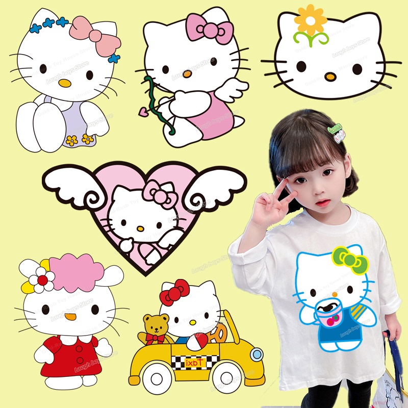 Hello Kitty Heat Transfer Stickers Washable Girl Clothes DIY Decoration ...