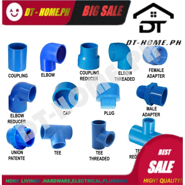 PVC Blue Pipe Fittings 1/2" Elbow /Tee /Coupling /Female Adapter/Male ...