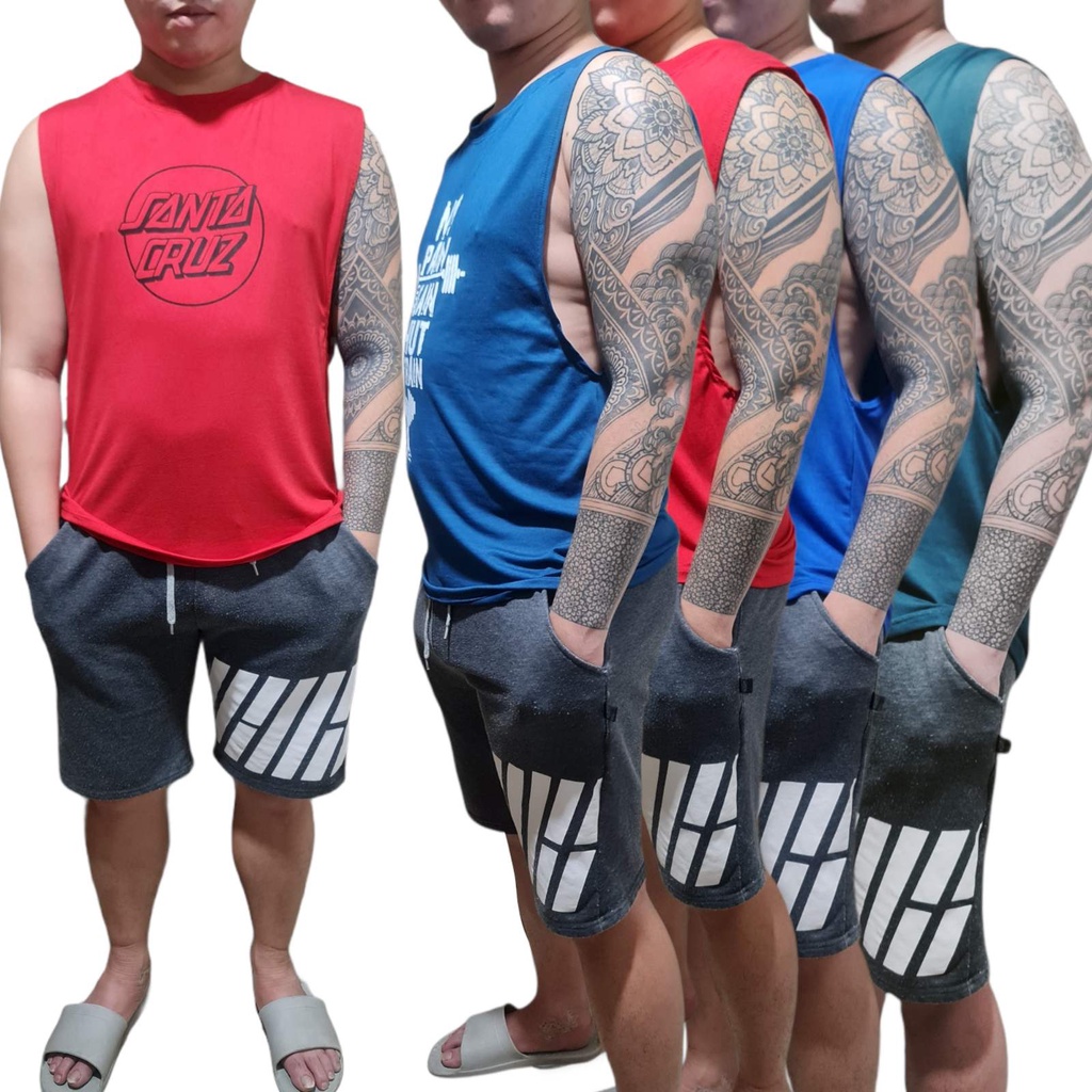 (40/EACH) PLAIN MUSCLE TEES (ASSORTED COLORS & PRINTS) | Shopee Philippines