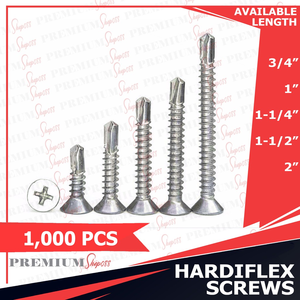 1000pcs Hardiflex Screw Self Drilling Screws #7 x 3/4 1 1-1/4 1-1/2 2 ...