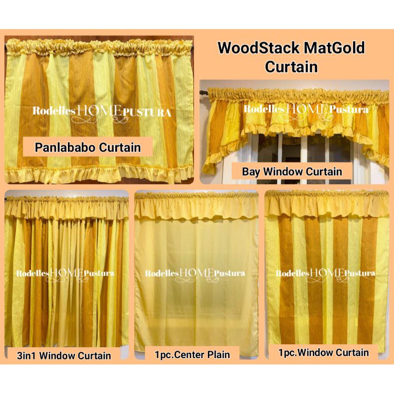 Wood Stack Matte Gold Curtain for Valancer Door Window Panlababo ...