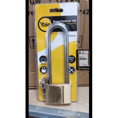 Yale HD Long Shackle Brass Padlock 60mm V140.60 LS120 | Shopee Philippines