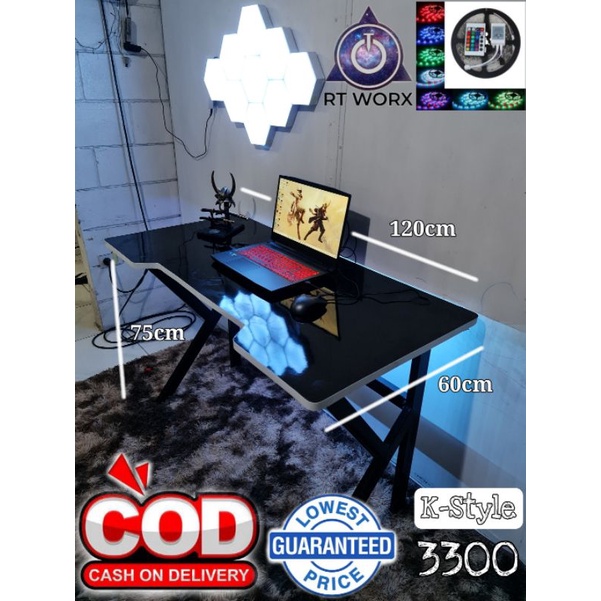 K-Style Gaming Table with RGB Lights (3 feet / 4 feet) | Shopee Philippines