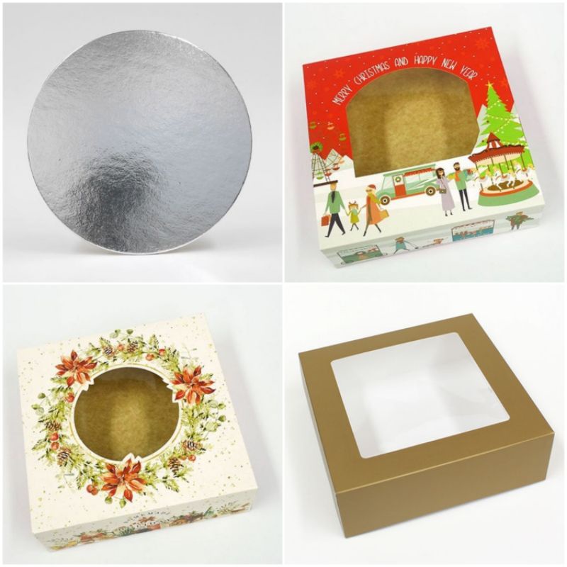 9x9x3" Pre-formed Christmas Cake Pastry Box and 9" Cake Board | Shopee ...