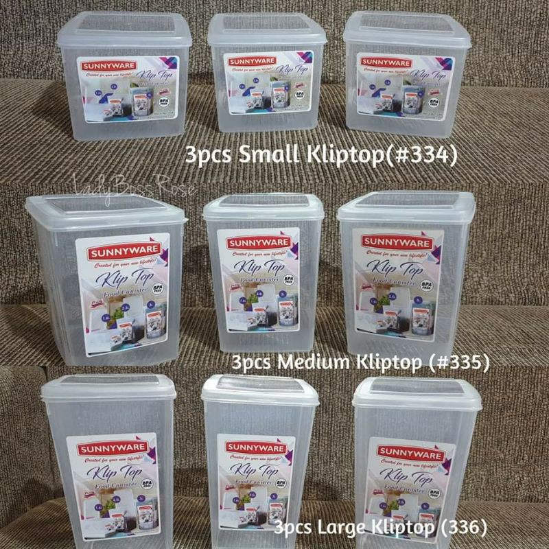 (SET OF 3) SUNNYWARE KLIPTOP FOOD CONTAINER CANISTER FOR CEREAL MILKTEA ...