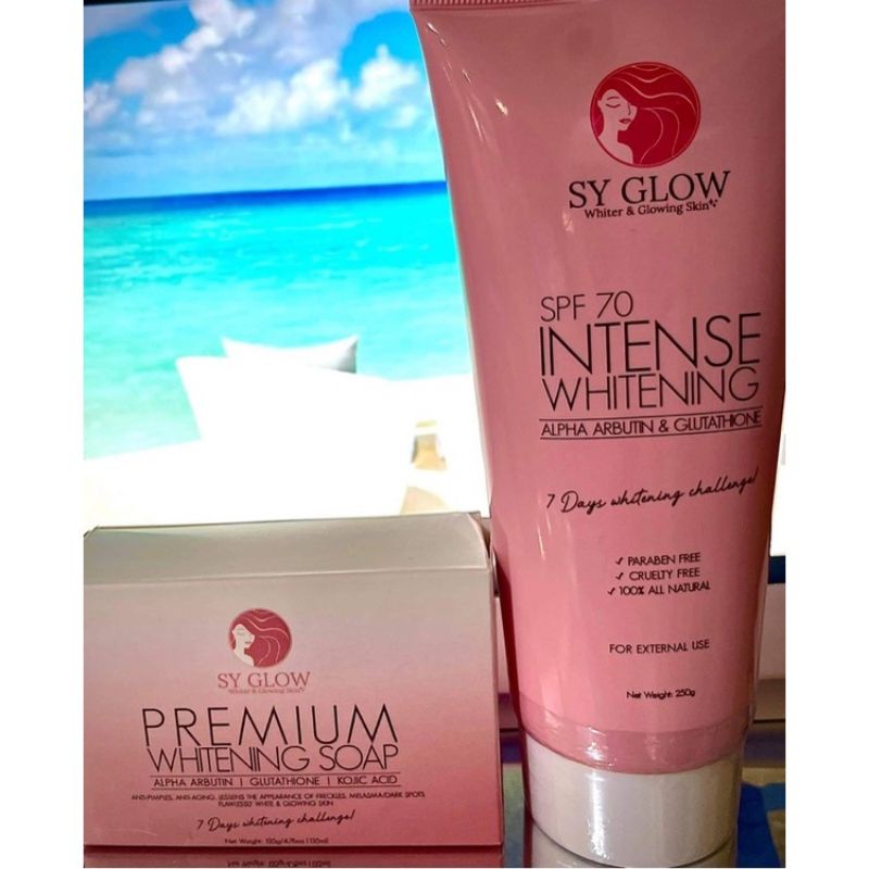 SY GLOW WHITENING SOAP+SY GLOW SPF70 WHITENING LOTION (SET B) | Shopee ...