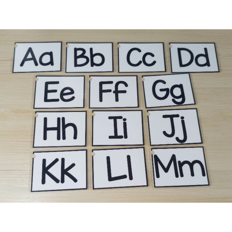 Laminated Flash Cards - ALPHABET Plain Upper and Lower Case in Black ...