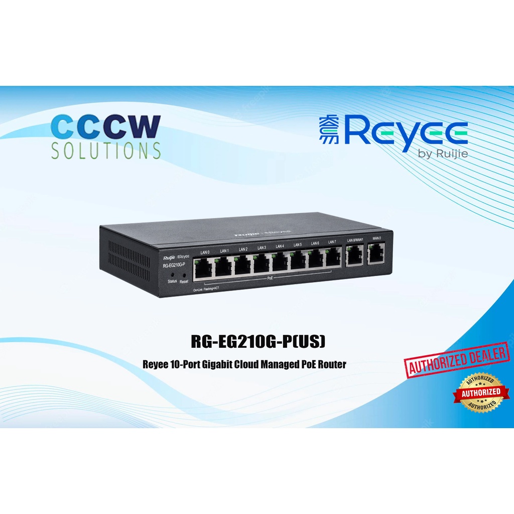 RUIJIE-REYEE RG-EG210G-P(US) 10-Port Gigabit Cloud Managed PoE Router ...