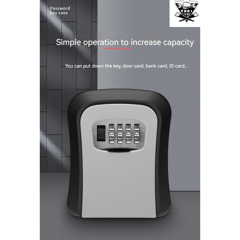 Key safe Key storage box Wall-mounted Key lock box 4-digit combination ...