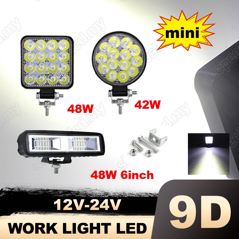 48W LED Square Work Light 12V 24V Off Road Flood Spot Lamp For Car Truck SUV 4WD Car LED Bar ...