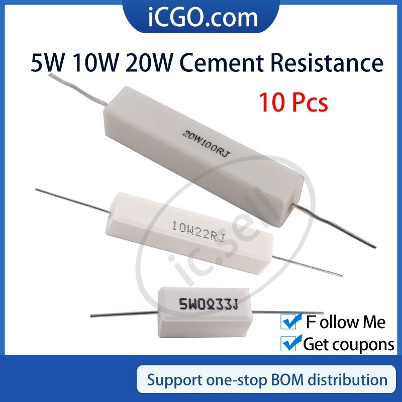 10Pcs 5W 10W 20W Cement Resistor Power Resistance 24R 27R 30R 33R 36R ...
