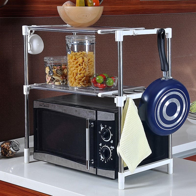 Multi-function Telescopic Framework Microwave Oven Rack 2 Layers ...