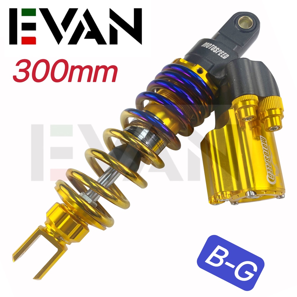 EVAN.PH Rear Shock 300mm W/Gold Gas Tank For MIO Sporty/MIO i125/MIO Soul i/Honda beat/Honda ...