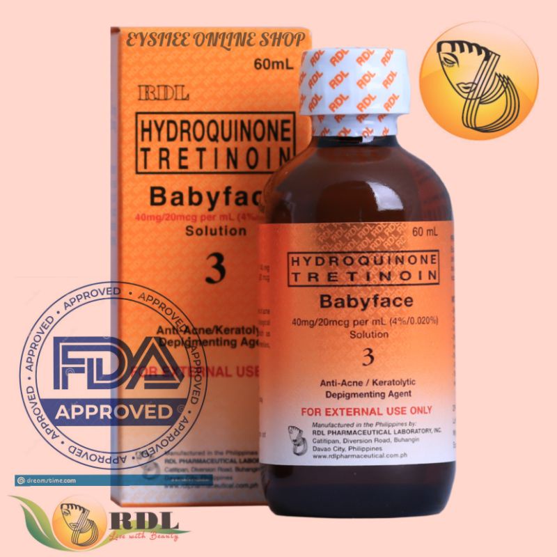 RDL Baby Face Astringent Hydroquinone+Tretinion#3 (60ml) | Shopee ...