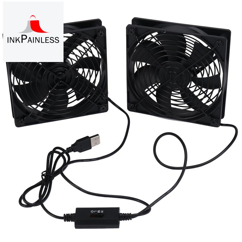 Dual 120mm 5V USB Powered PC Router Fans with Speed Controller High ...